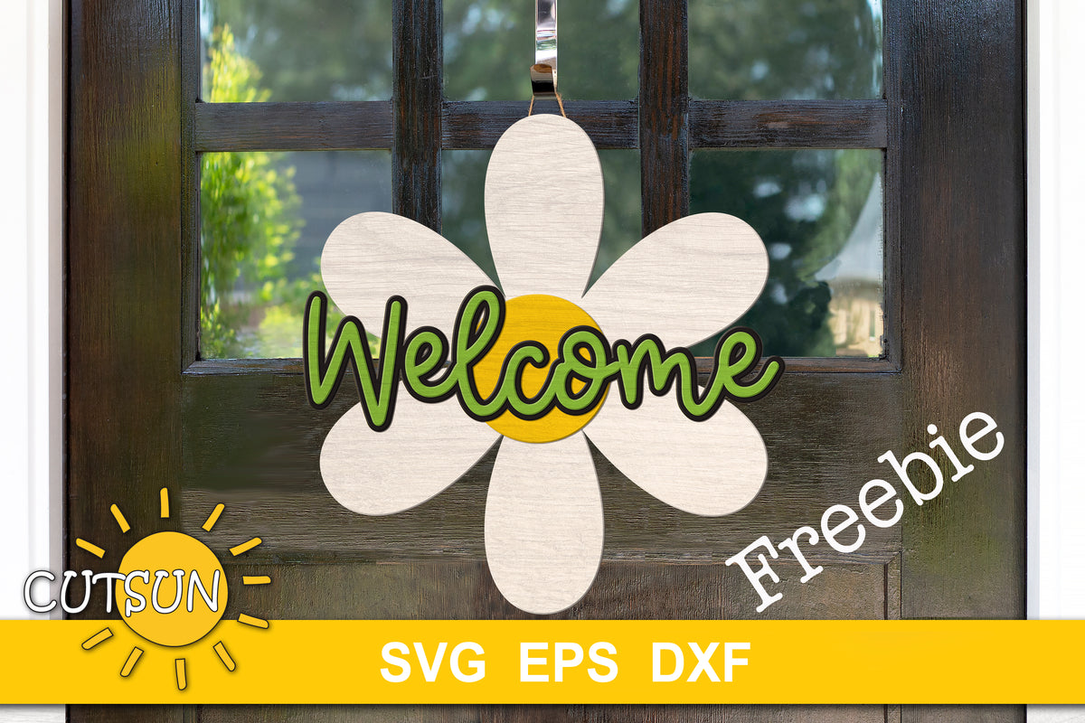 Daisy door hanger SVG freebie | Daisy welcome sign freebie SVG – Cutsunsvg