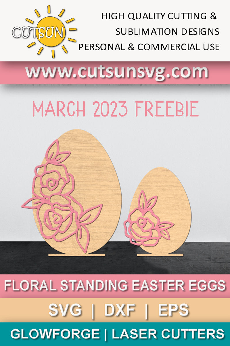 Floral standing Easter Eggs SVG freebie - laser cut file – Cutsunsvg