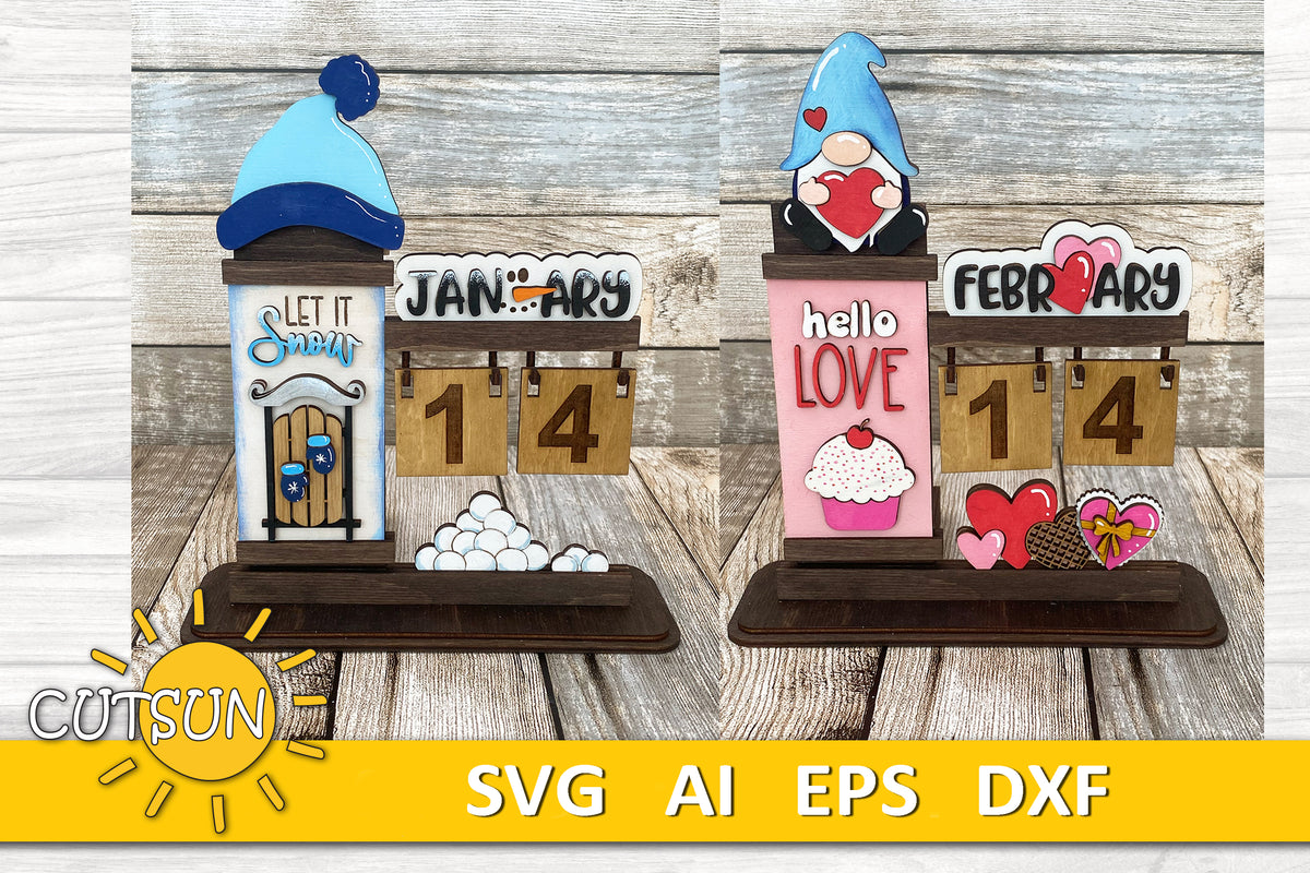 Interchangeable calendar SVG bundle Eternal calendar starter pack 12 m ...