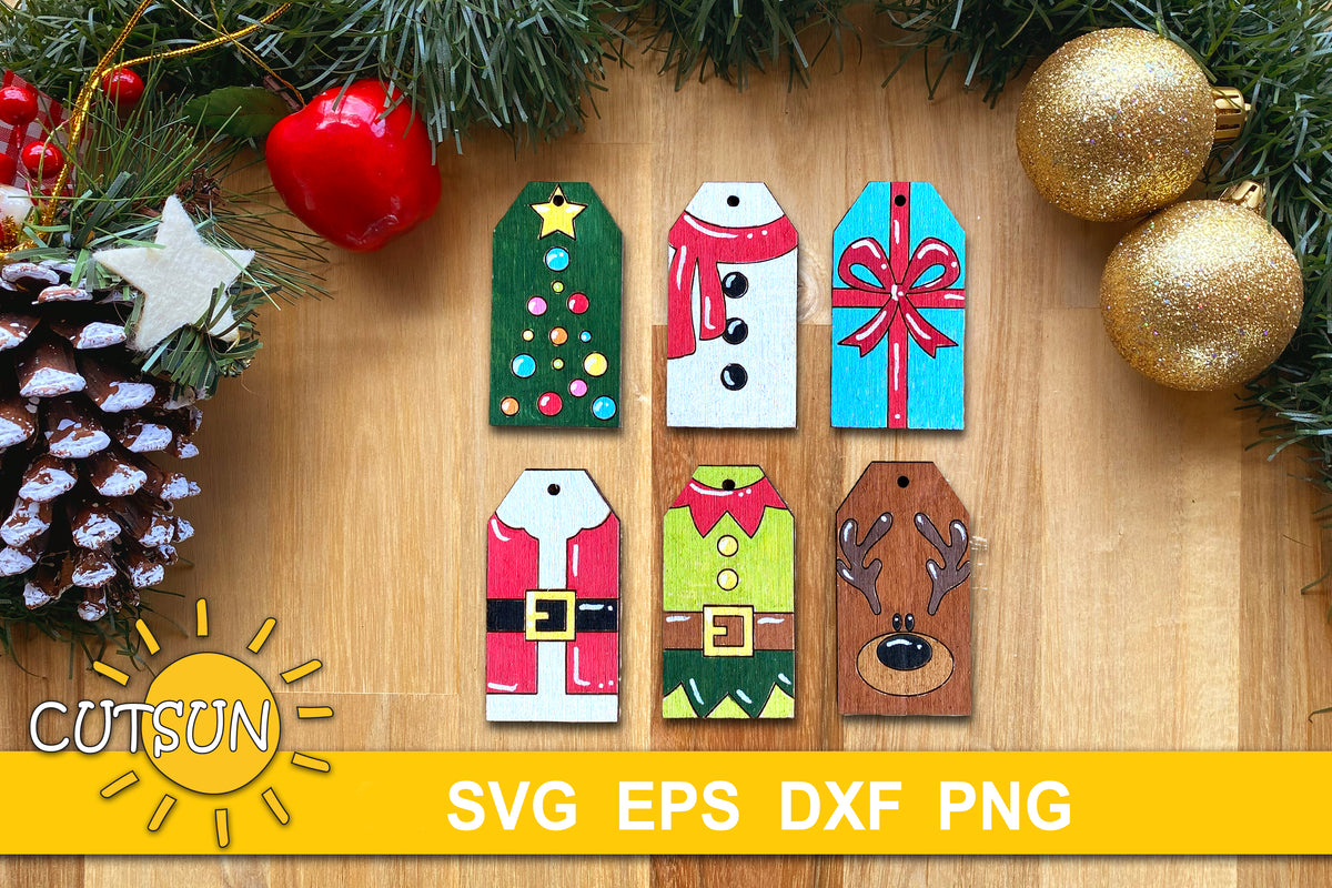 Christmas Tags Svg bundle Christmas ornament Svg Gift Tags Svg Laser C ...