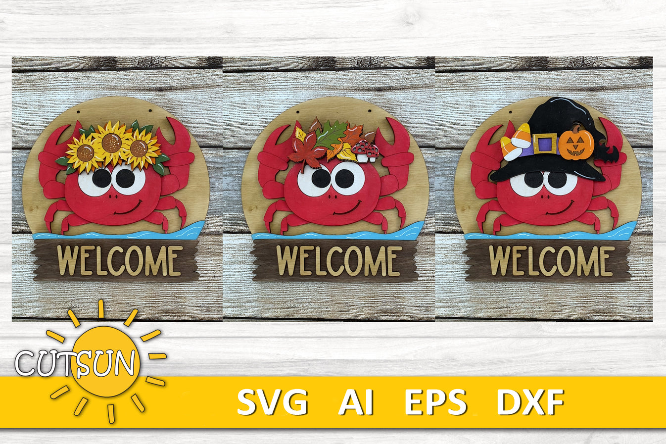 Crab Door Hanger SVG | Round Interchangeable Door Sign Base File | Coa ...