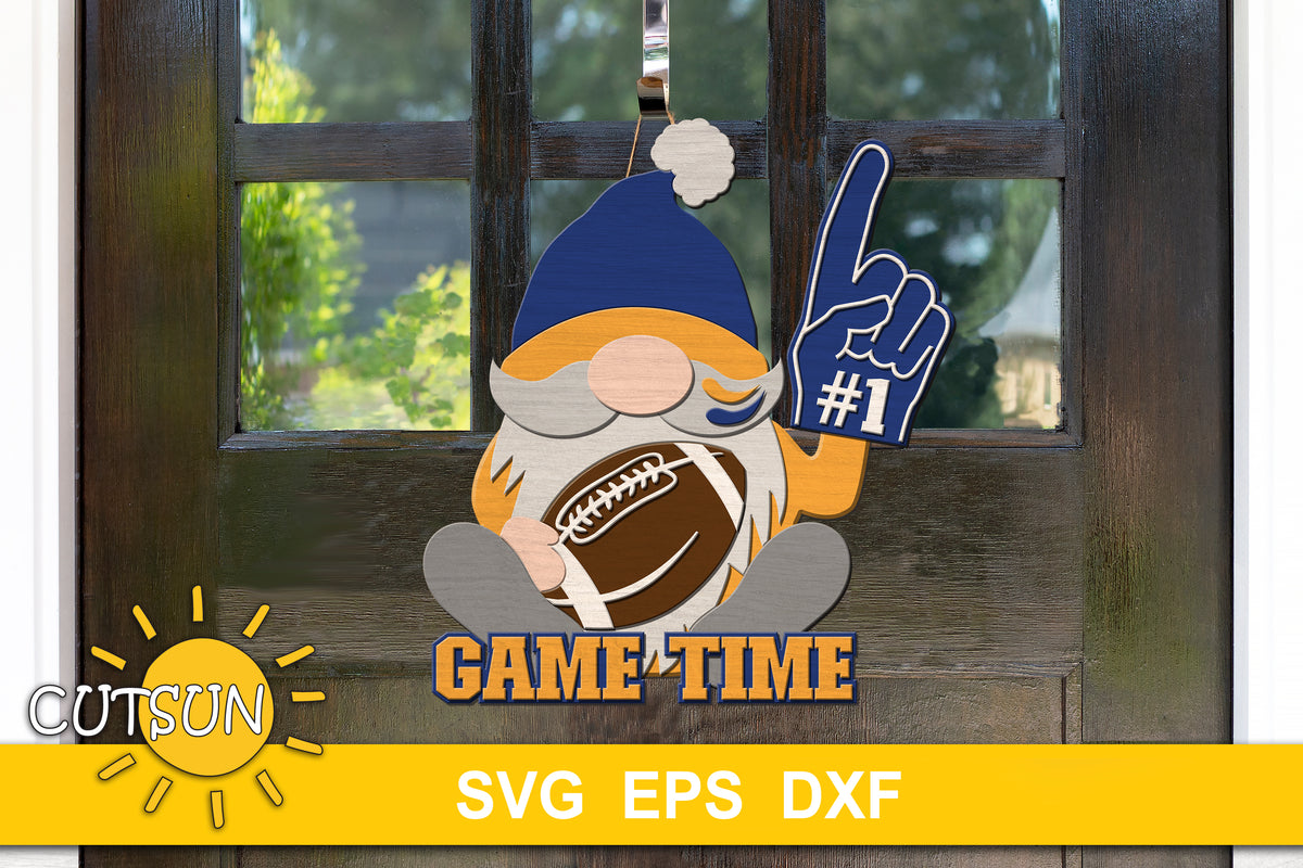 Football Gnome Door hanger SVG | Football Gnome Door sign SVG laser cu ...