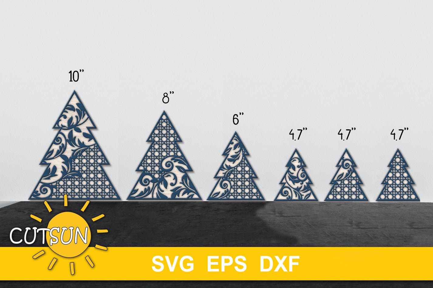 Patterned Christmas tree Shelf sitters SVG | Rattan cane Christmas tre ...