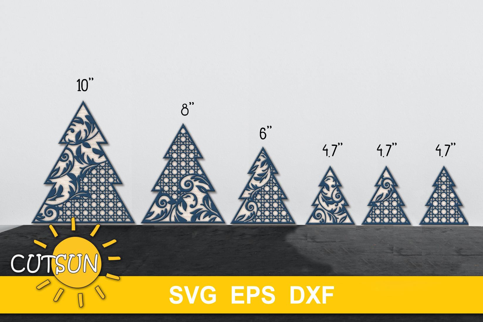 Patterned Christmas tree Shelf sitters SVG | Rattan cane Christmas tre ...