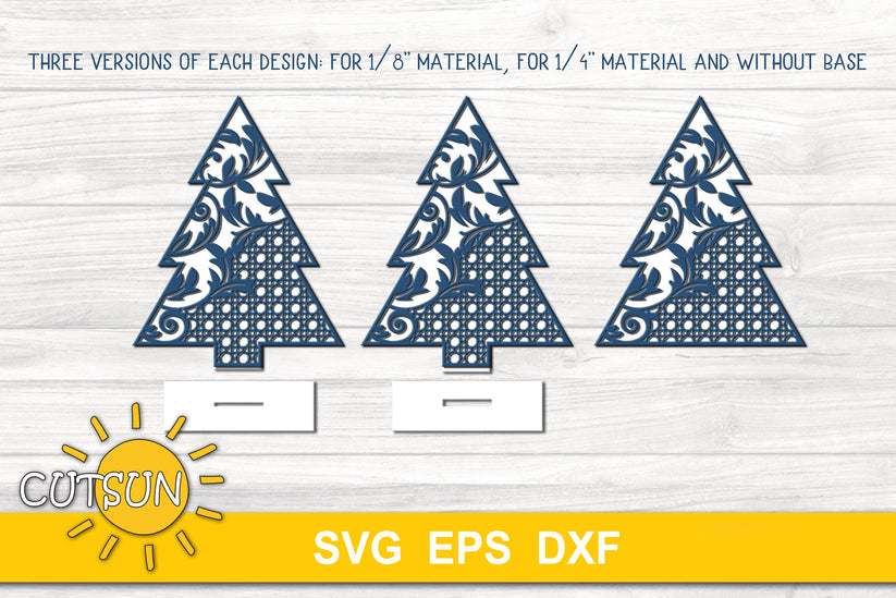 Patterned Christmas tree Shelf sitters SVG | Rattan cane Christmas tre ...