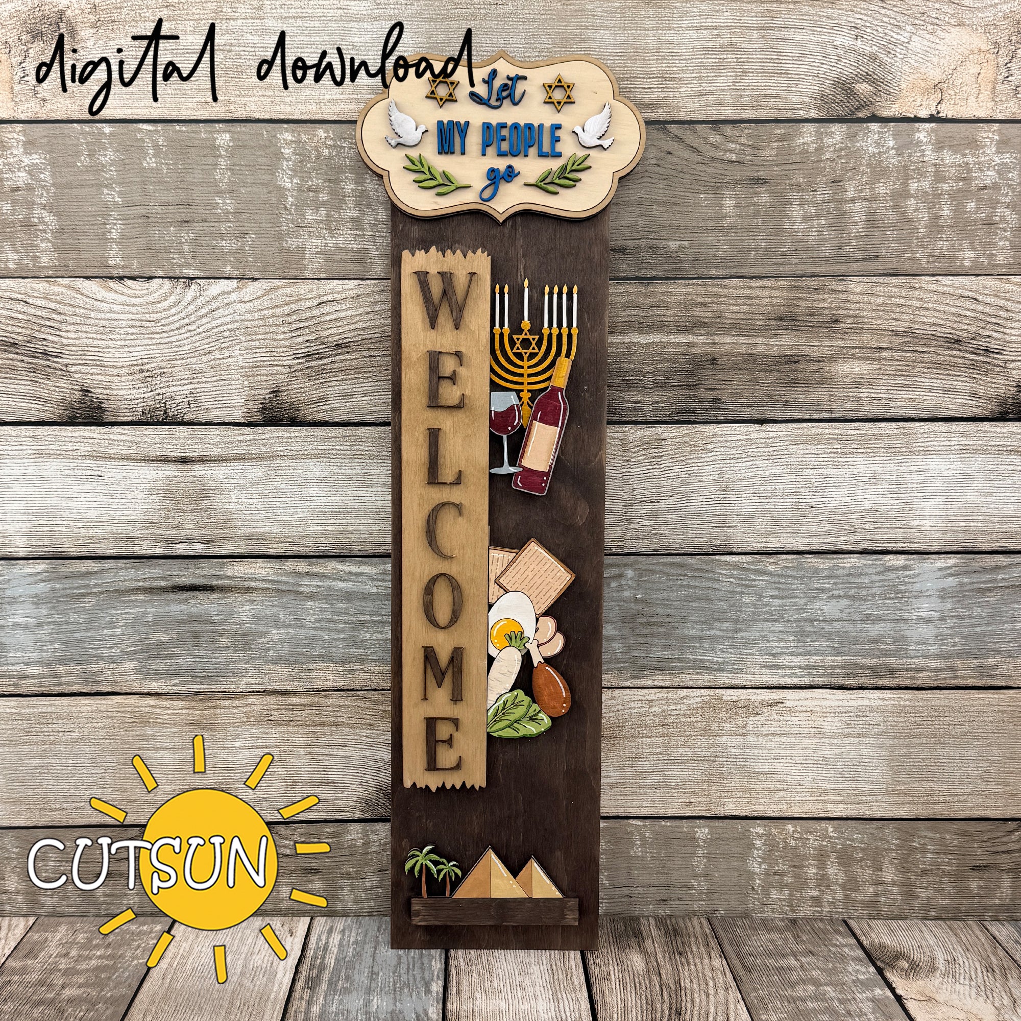 Passover Vertical Welcome Sign SVG Laser Cut File | Jewish Holiday Por ...