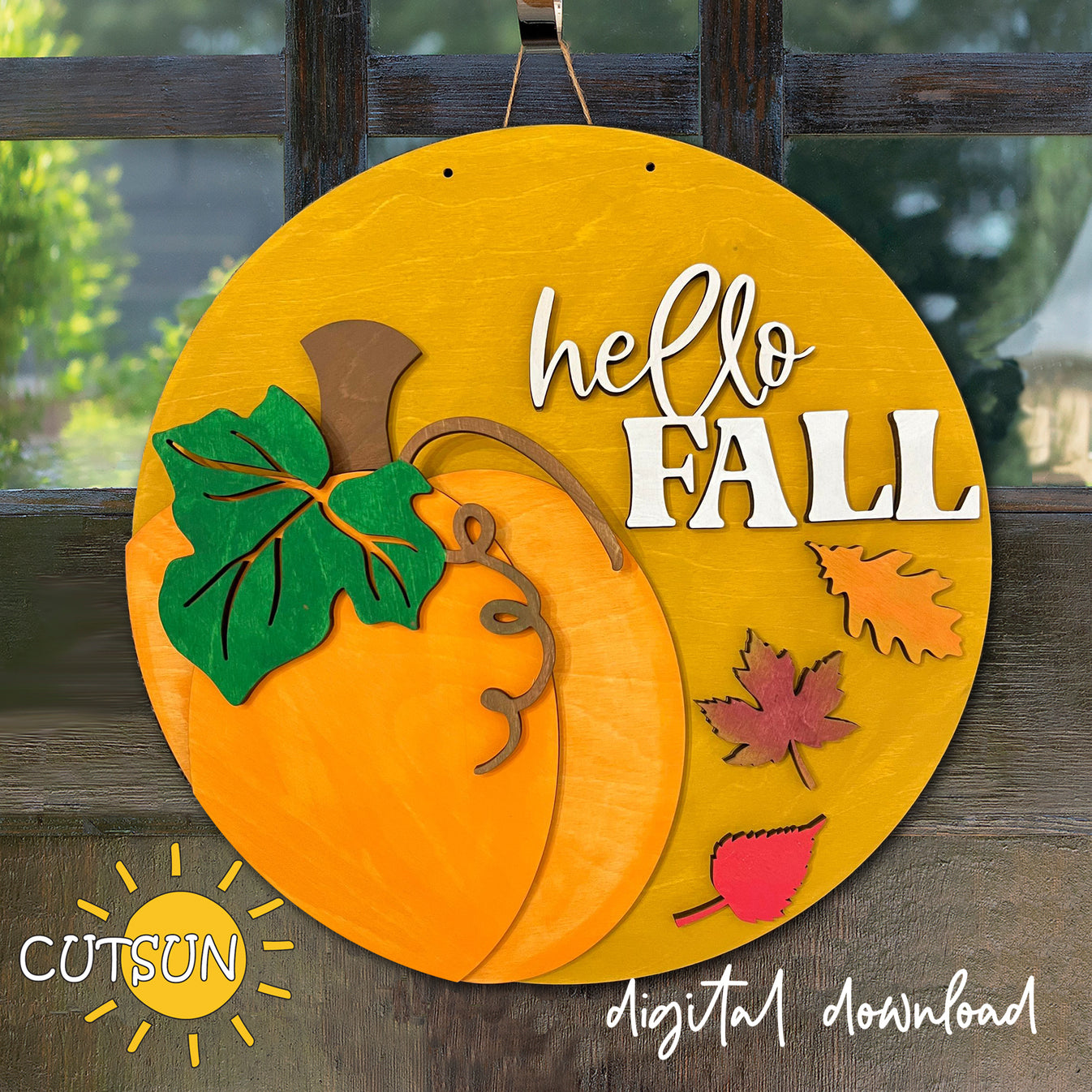 Fall door hanger SVG | Pumpkin door hanger SVG | Hello fall door sign ...
