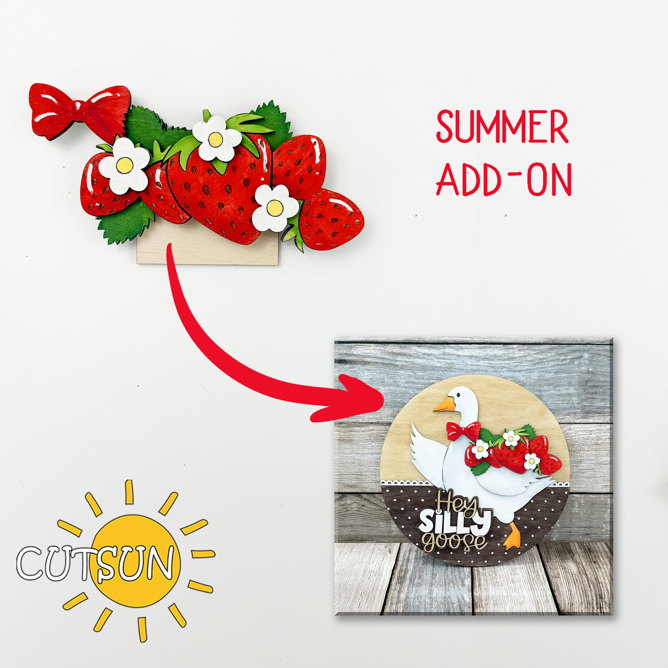 Strawberry Add-On SVG for Goose Door Hanger – Summer Laser Cut File fo ...
