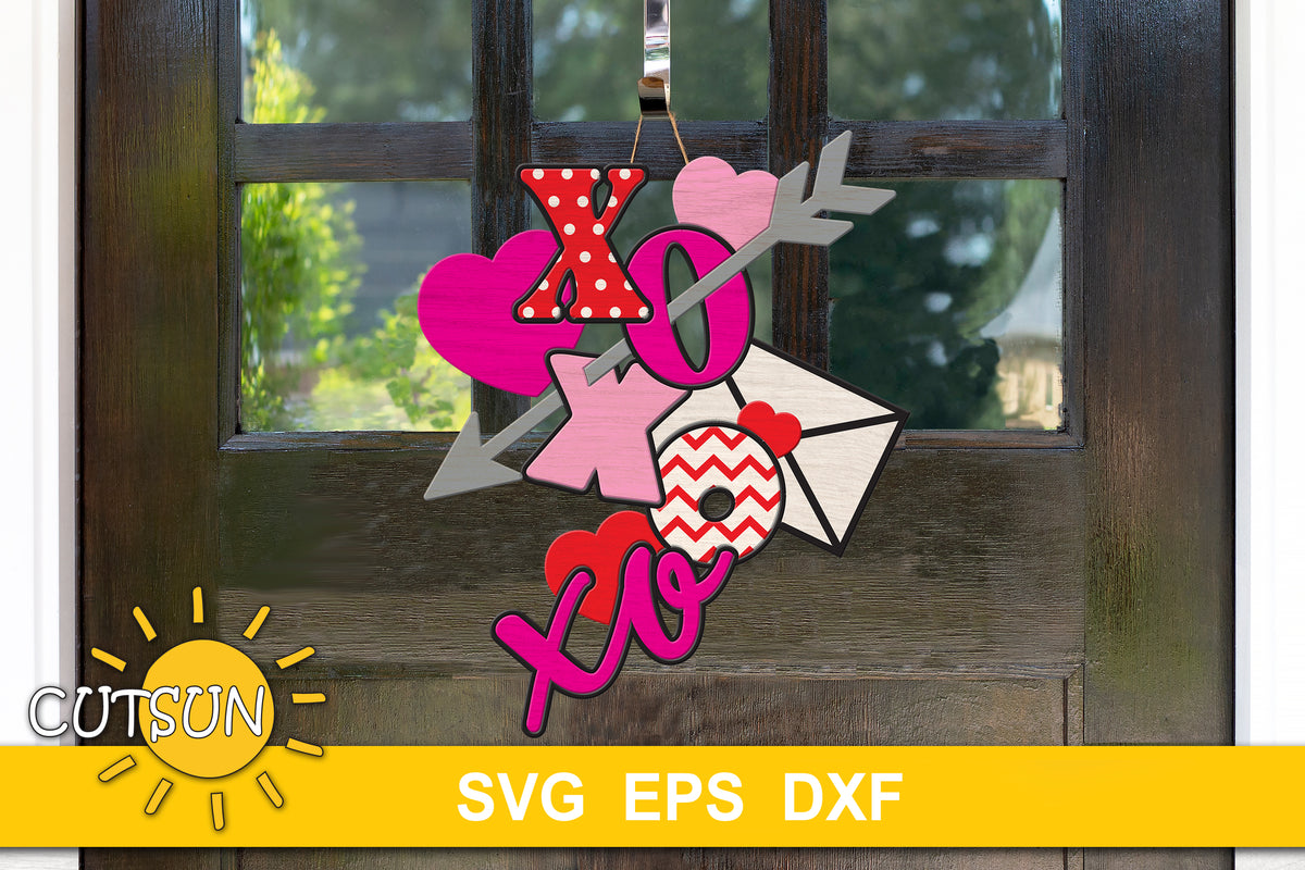 Valentine Door Hanger SVG Laser Cut Files XO Heart Svg Valentine Welco ...