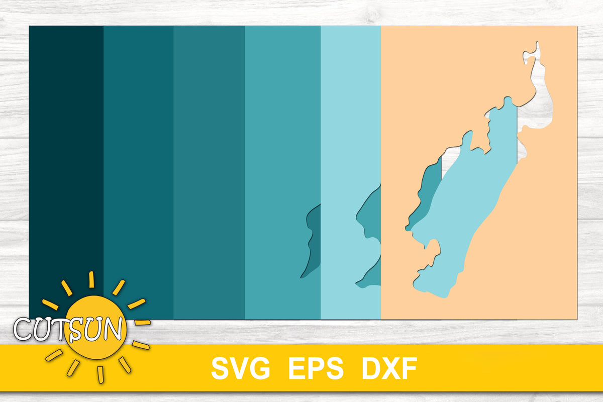 3D Layered Chicagon Lake map - 6 layers – Cutsunsvg