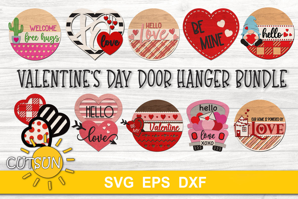 Valentine's day Door Hanger SVG bundle | Valentines day door signs svg ...