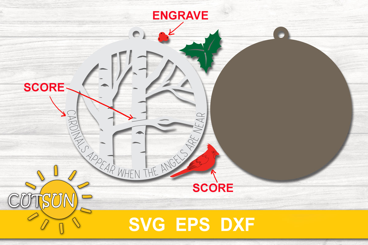 Cardinal Christmas Ornament SVG | Cardinal Round Memorial ornament SVG ...