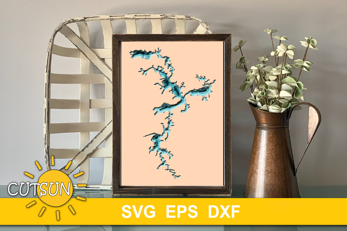 3D Layered Lake Eufaula depth map - 5 layers – Cutsunsvg