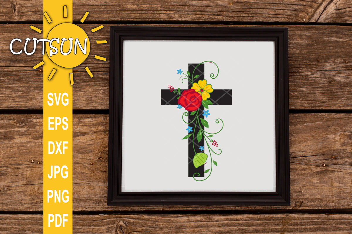 Cross SVG cut file for crafters | Floral cross SVG cut file – Cutsunsvg