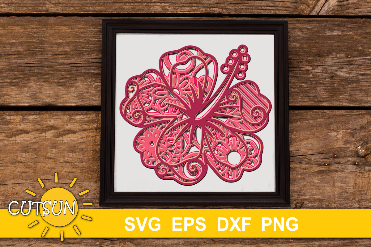3D layered Hibiscus SVG cut file | Laser cut file – Cutsunsvg