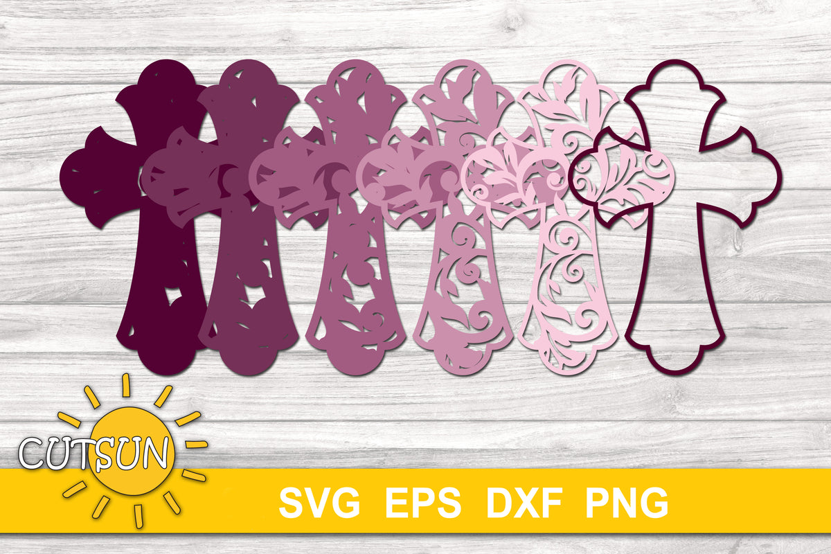 3D Layered Cross |3| SVG cut file| Layered Floral cross SVG – Cutsunsvg
