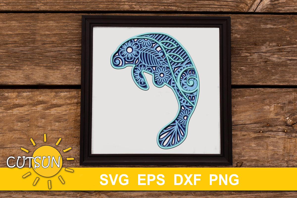 3D layered Manatee SVG cut file | Laser cut file – Cutsunsvg