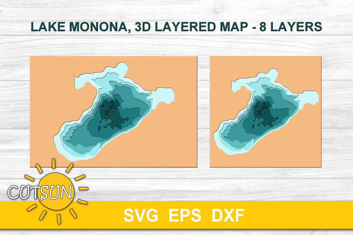3D Layered Lake Monona depth map - 8 layers – Cutsunsvg