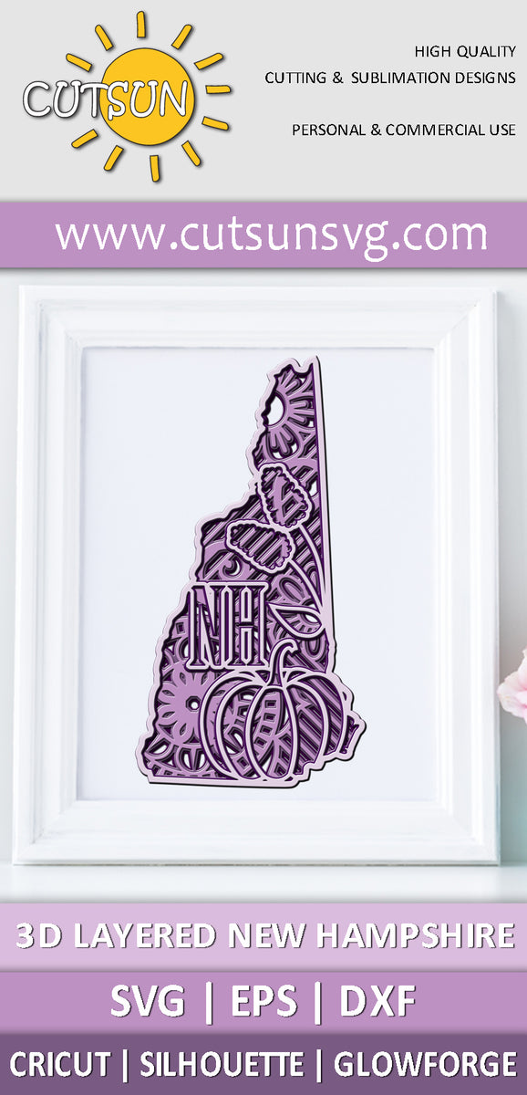 3D Layered New Hampshire State Mandala SVG - 5 layers – Cutsunsvg