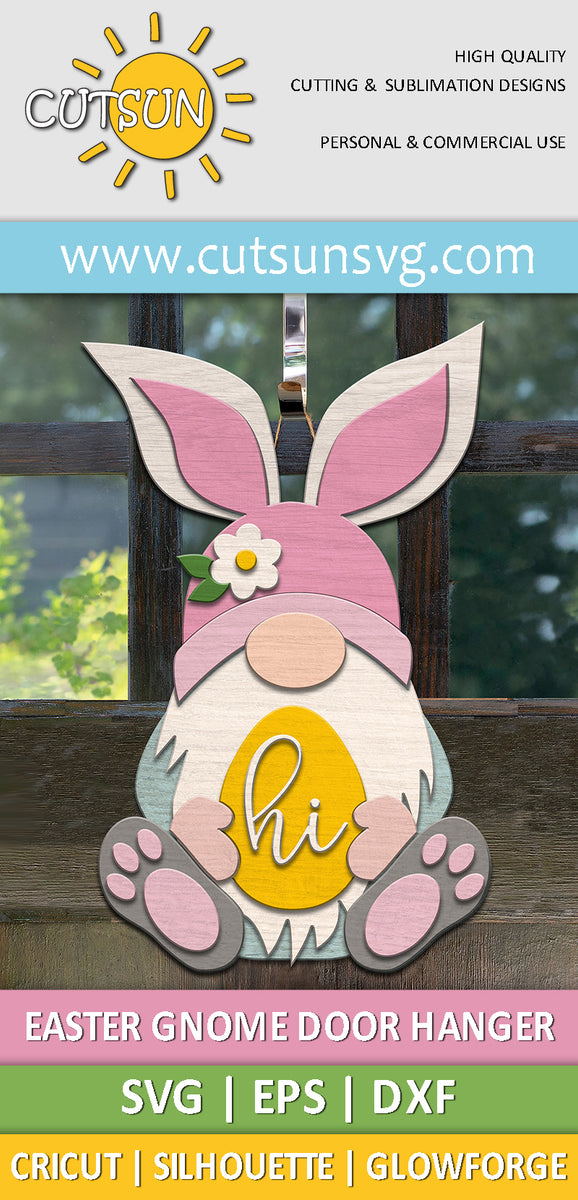 Easter Gnome Door hanger svg | Spring Gnome Door hanger svg – Cutsunsvg