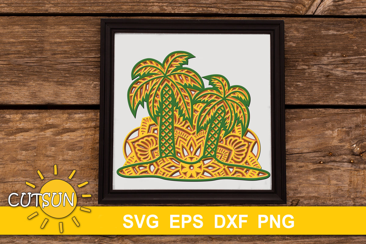 3D Layered Palm Trees 4 layers | 3D layered Summer SVG – Cutsunsvg