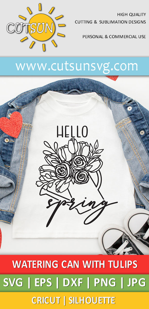 Floral Watering can svg | Spring SVG | Tulips Bouquet SVG – Cutsunsvg