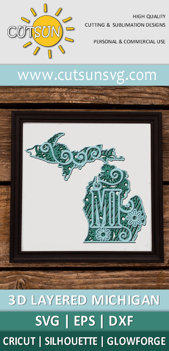 3D Layered Michigan State Mandala SVG - 4 layers – Cutsunsvg