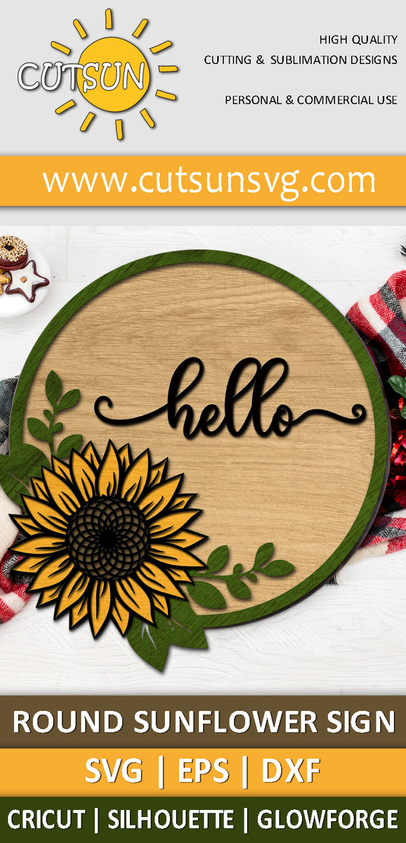 Sunflower Welcome Sign | Sunflower Round Sign Glowforge SVG – Cutsunsvg