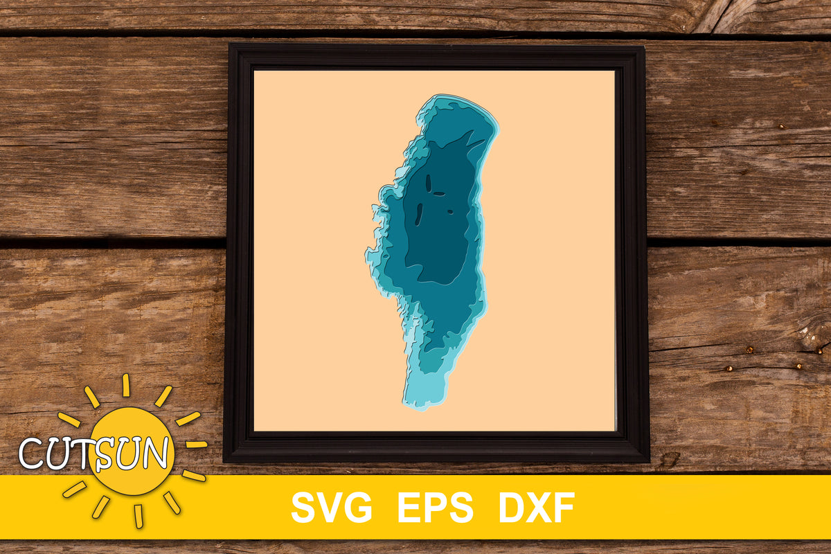 3D Layered Lake Winnebago depth map - 7 layers – Cutsunsvg