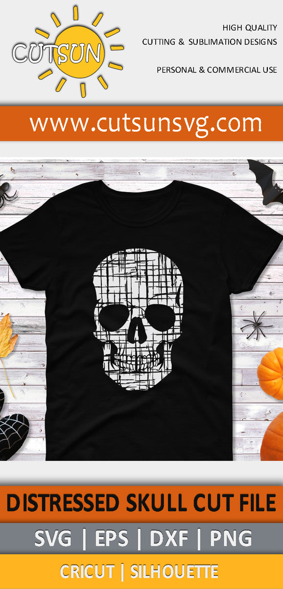 Distressed skull SVG | Grunge skull SVG – Cutsunsvg