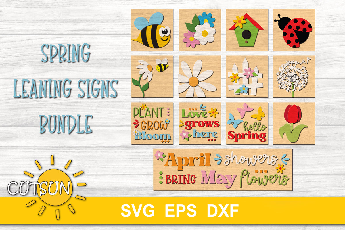 Spring themed leaning signs SVG bundle | Interchangeable signs SVG ...
